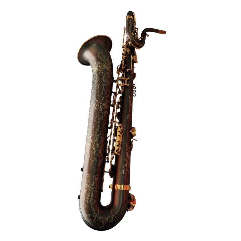 Eastern Music Pro Matte Black body gold key Low A Baritone Saxophone ...