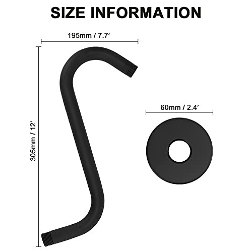 S Shaped Shower Head Riser Pipe, Shower Head Extender Arm with Matte ...