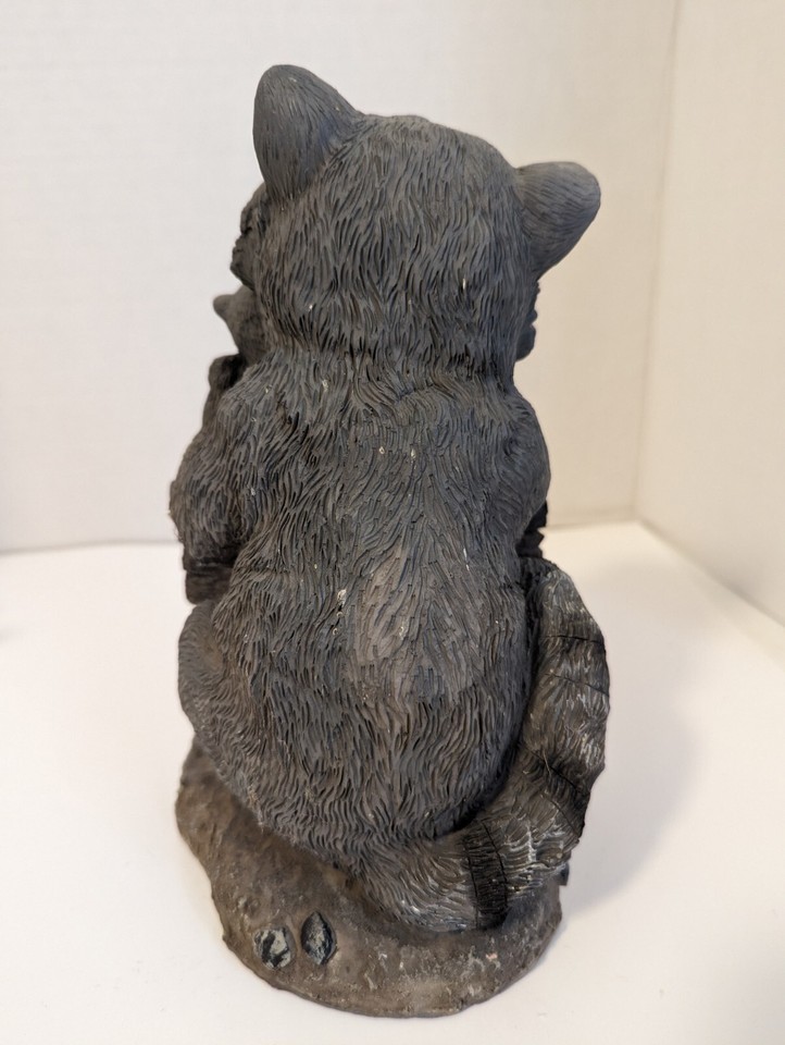 5.5x5.5x10 Resin Welcome Raccoon Statue Mama & Baby In/Outdoor Decor | eBay