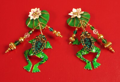 FABULOUS VINTAGE DESIGNER SIGNED LUNCH AT THE RITZ GOLD TONE FROG ...