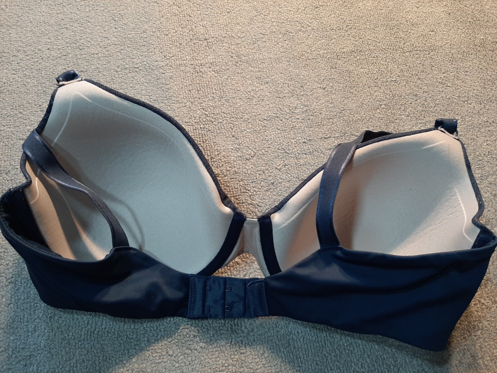 Maidenform Bra Size 34D Navy Blue Underwire satin Padded Lace Trim | eBay
