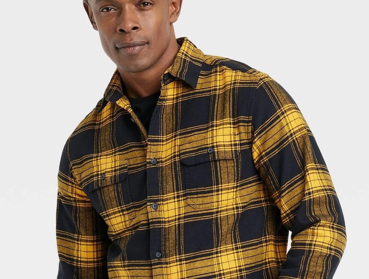 Yellow Plaid Shirt Mens