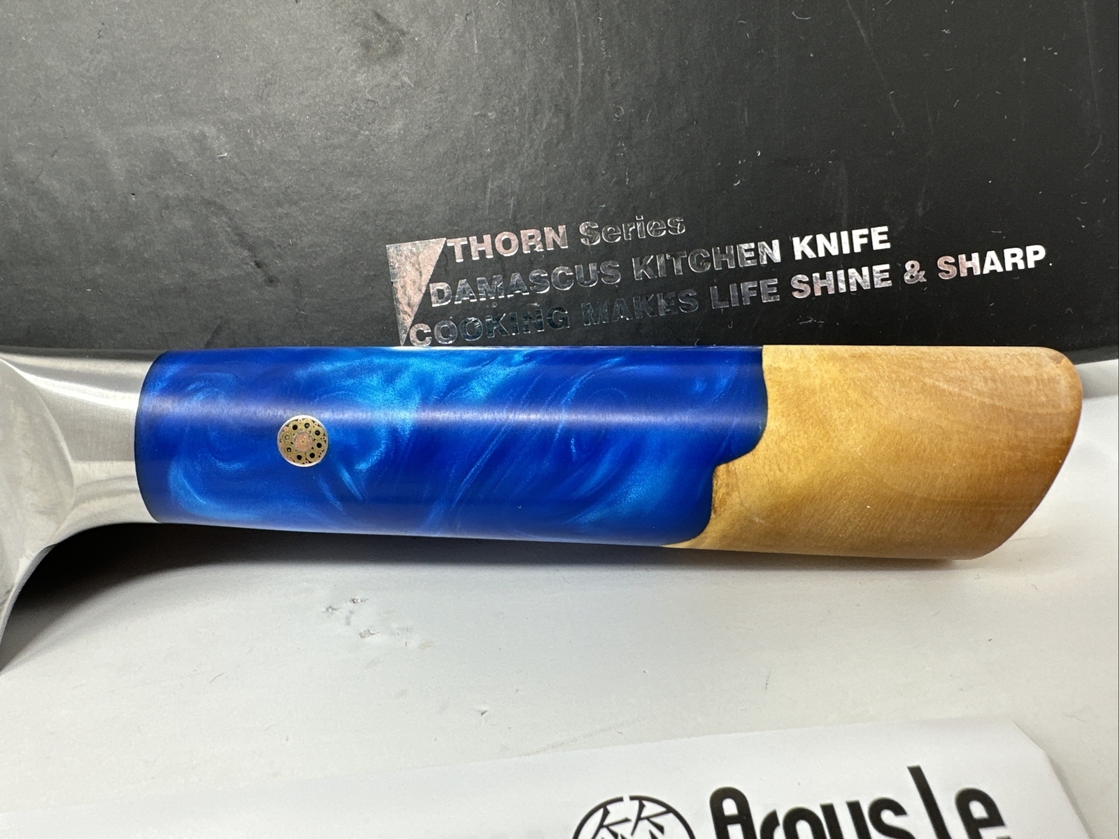 Argus Le Chef Knife 8" Damascus Steel Kitchen Knife Blue Handle - Thorn ...
