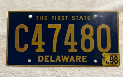 LICENSE PLATES DELAWARE 1998 C 47480 RIVETED | eBay
