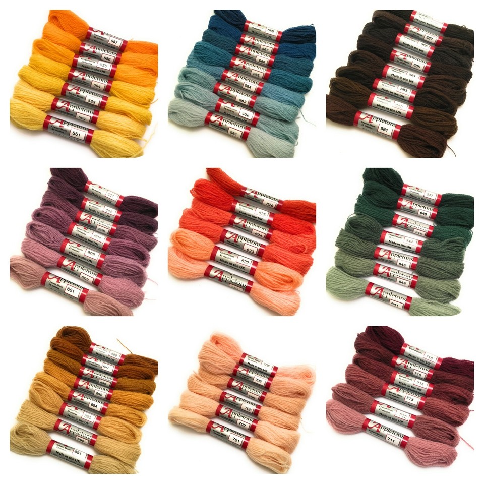 Sets of Appletons Wool Skeins Colour Range - Tapestry 4ply & Crewel ...