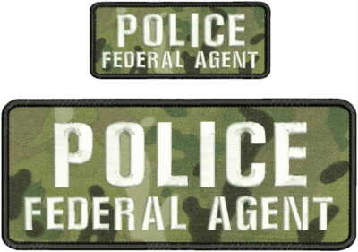 POLICE FEDERAL AGENT embroidery patch 4x10 and 2x5 hook MULTICAM white ...