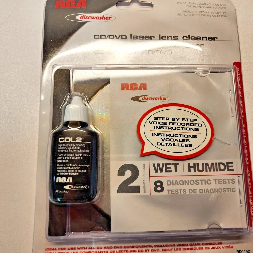 CD/DVD & Game Systems Laser Lens Cleaner, RCA Disc Washer Kit. New ...