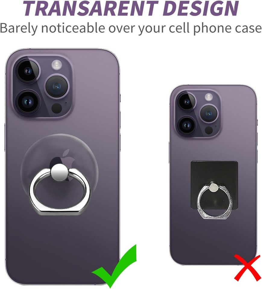 Cell Phone Ring Holder, Transparent Ring Holder 360°Rotation Finger ...