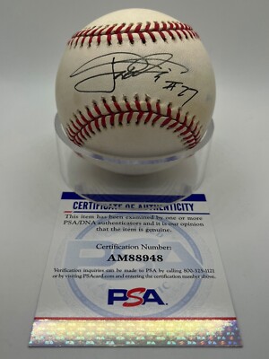 Jaret Wright Indians Braves Yankees Signed Autograph OMLB Baseball PSA ...