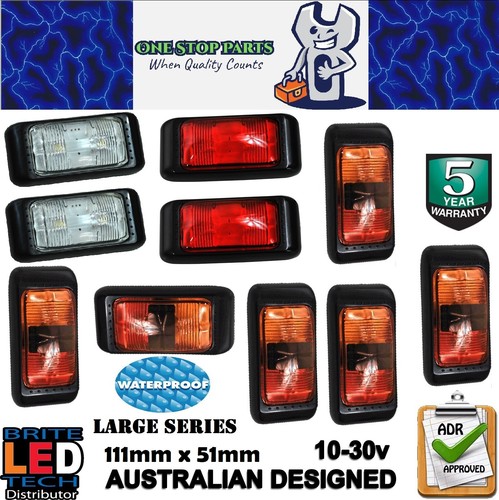 10 X MIXED LARGE LED CLEARANCE LIGHTS MARKERS LAMP TRAILER WHITE RED ...