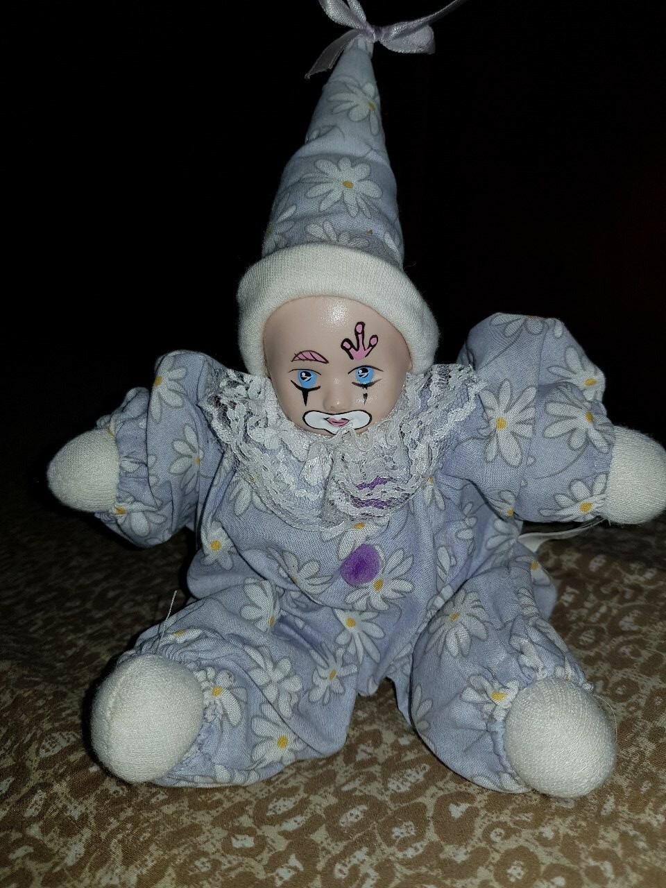 Porcelain Hand Painted Face Clown Doll Sand Body Collectible Purple ...