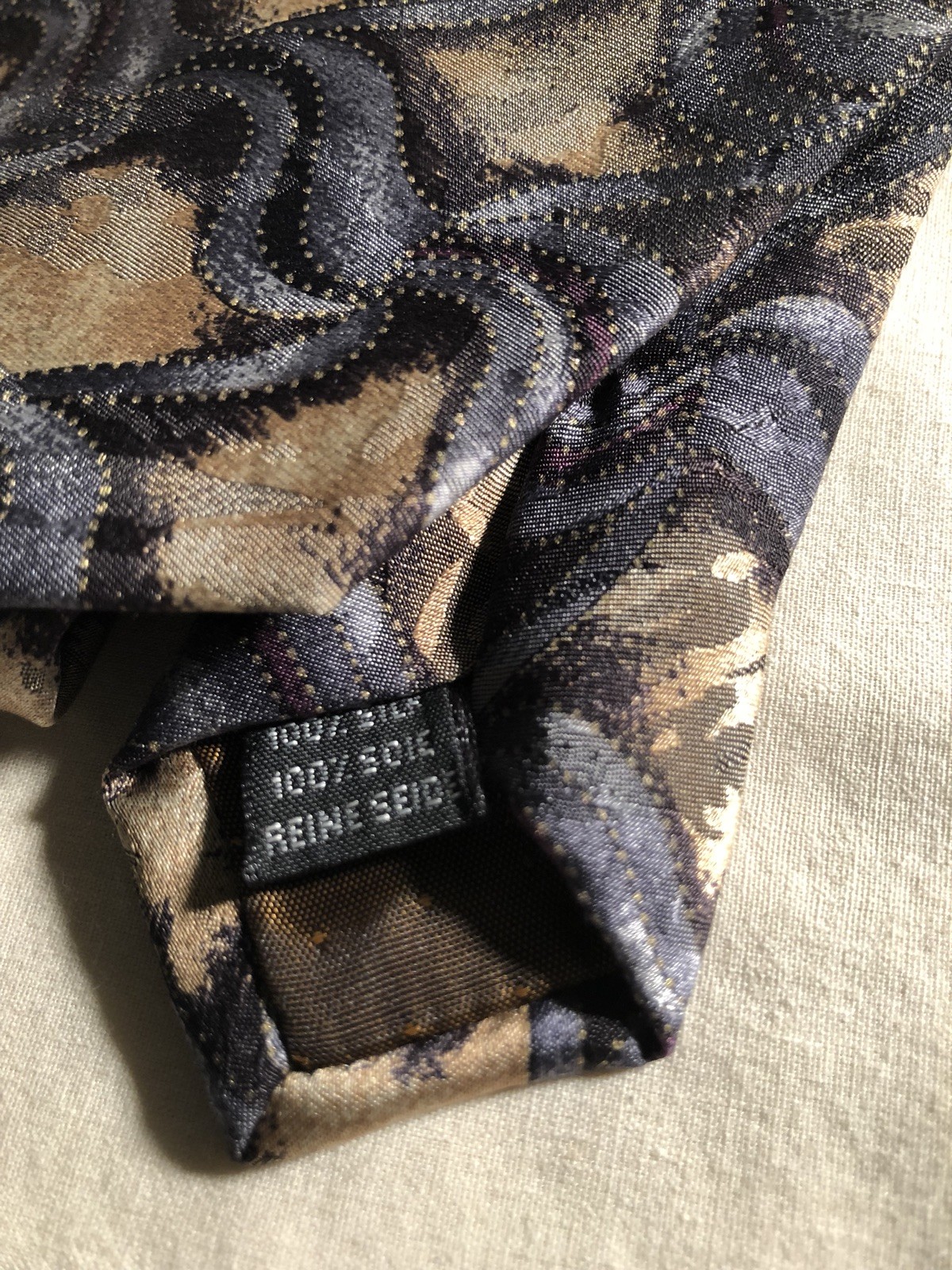 Louis Roth Geometric Waves Made in Italy Beige Gray Silk Necktie Tie | eBay