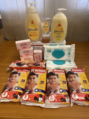 Johnson’s Baby Lotion Wash Huggies Diapers Bundle. Baby Wipes 14 Items ...