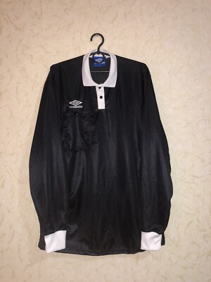 RARE UMBRO VINTAGE REFEREES JERSEY SIZE XL MENS BLACK LONG SLEEVE | eBay