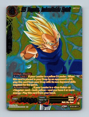Dragonball Super CCG SS Vegeta, Indomitable Spirit - SILVER FOIL Power ...