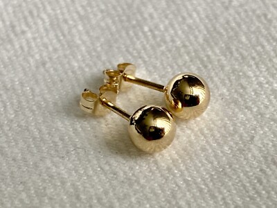 14K solid real gold earrings: Round Ball earrings • Push back | eBay