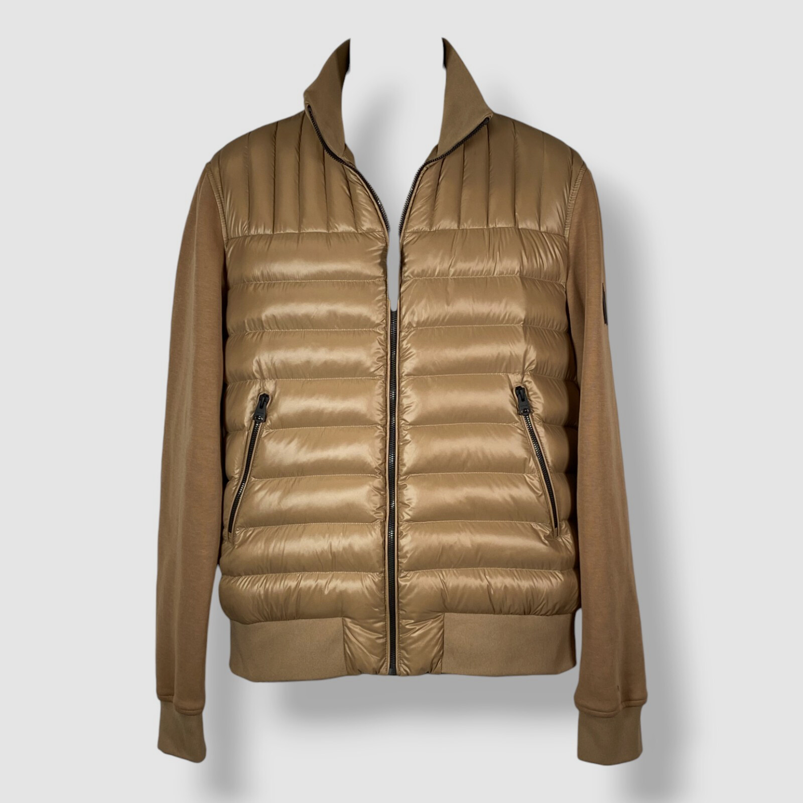 Mackage Men's Beige Stand Collar Full-Zip Collin Knit & Quilted Jacket ...