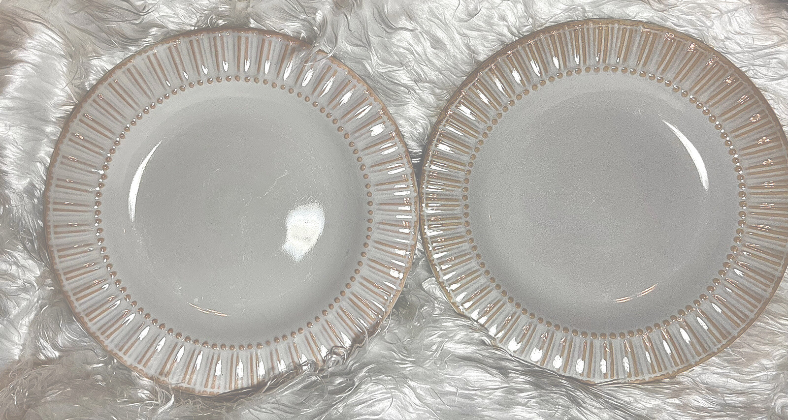 Vintage BOMBAY Stoneware Set of 6, Embossed ivory Salad Plates Dish | eBay