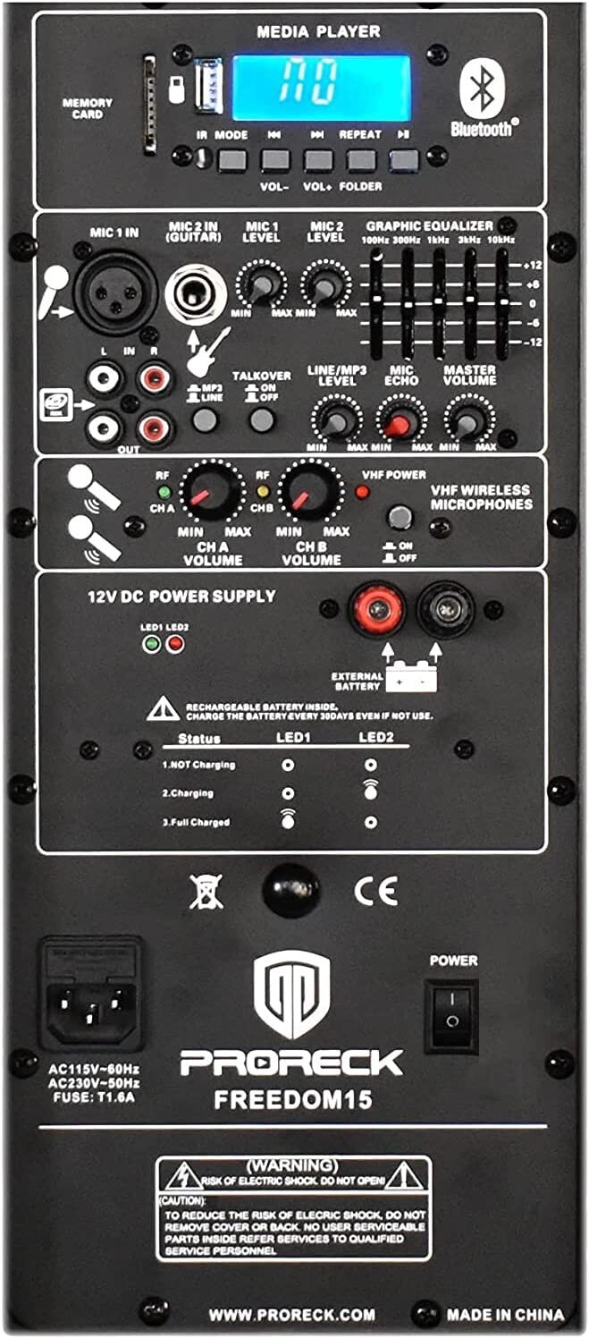 PRORECK Freedom 15 800 Watt 2-Way Rechargeable Powered Dj/PA Speaker | eBay