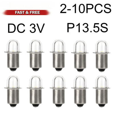 2-10PCS P13.5S LED Flashlight Torch Lamp Bulbs Upgrade Bright White ...