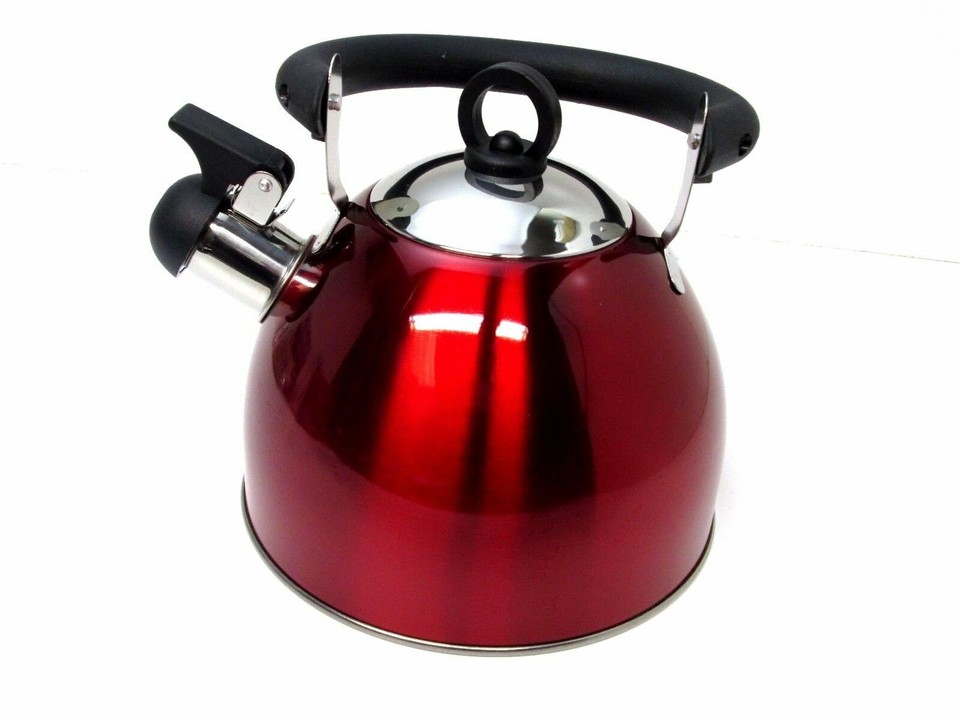 Red Stainless Steel Whistling Kettle 3L Stove Top Hob Kitchenware Tea ...
