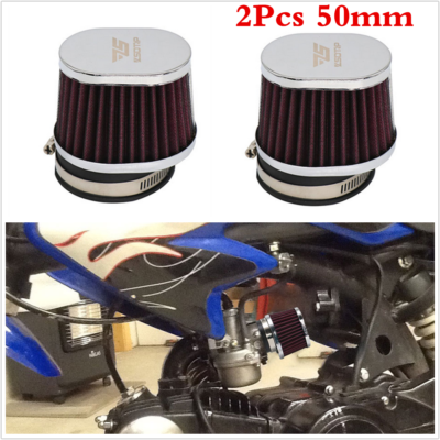 2pcs 50mm Air Cleaner Intake Filter Pod Kit Universal For Motorcycle ...