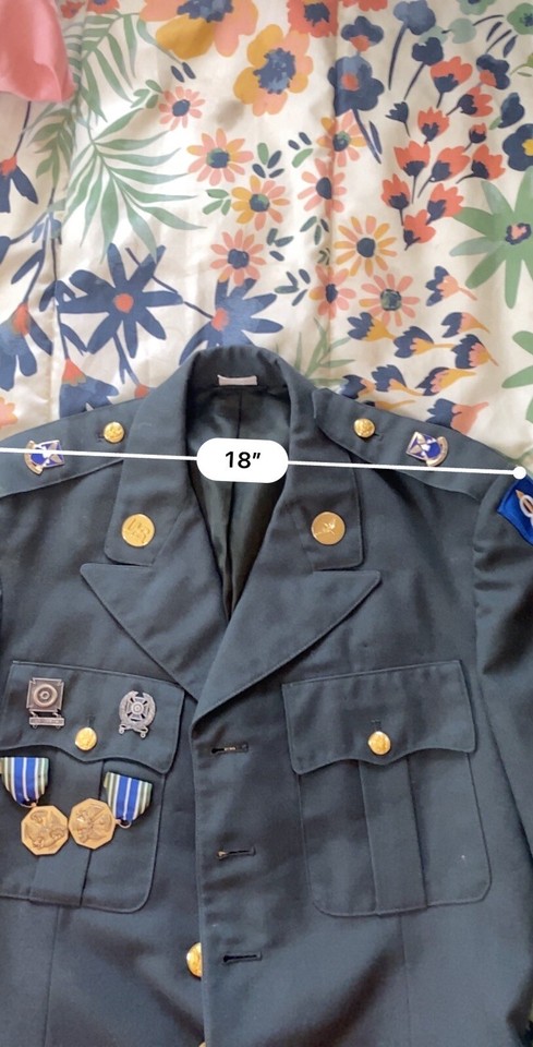 VTG US Army Dress Green Uniform Coat Patches, Ribbons, NSN 8405-01-105 ...