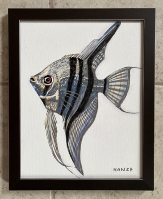 Angelfish 1, Fish Tank, Original Acrylic Painting, Framed, 12.5x15.5 ...