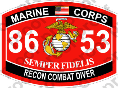 STICKER USMC MOS 8653 RECON COMBAT DIVER ooo USMC Lisc No 20187 | eBay