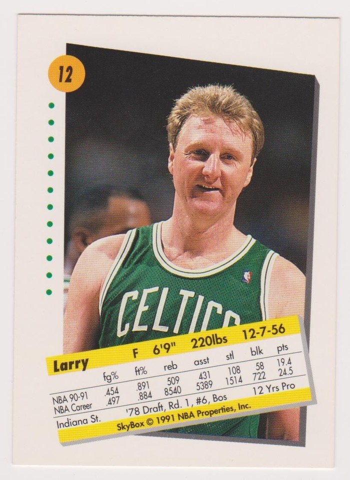 1991-92 Skybox Larry Bird card #12 Boston Celtics NBA HOF | eBay