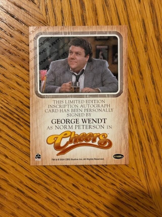 George Wendt 2025 Rittenhouse CHEERS - NORM! inscribed on card auto ...
