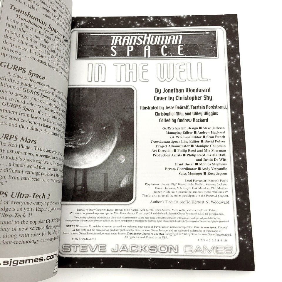 TransHuman Space In The Well GURPS by Steve Jackson Games 1st Ed./1st ...