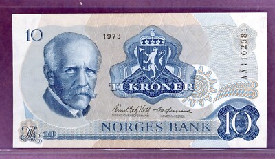 NORWAY ~ 1973 ~ 10 KRONER NOTE ~ CH CU | eBay
