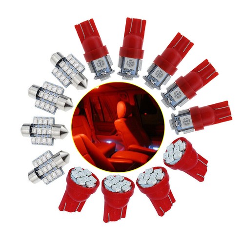 13x Red LED Lights Interior Package Kit For Car Dome License Plate Lamp ...