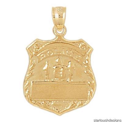 New 14k Yellow Gold Police Officer Badge Pendant | eBay
