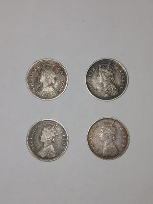 Lot Of 4 India 2 Anna Coins Silver 1862, 1875, 1877, 1887 | eBay