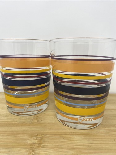 Fiesta Glasses Libbey Striped Set - 2 Fiestaware 12 Oz. Orange Navy ...