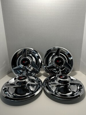 (4) 3 BAR FLUTED SPINNERS CENTER CAPS FOR CHEVY RALLY WHEELS 7", BVF ...