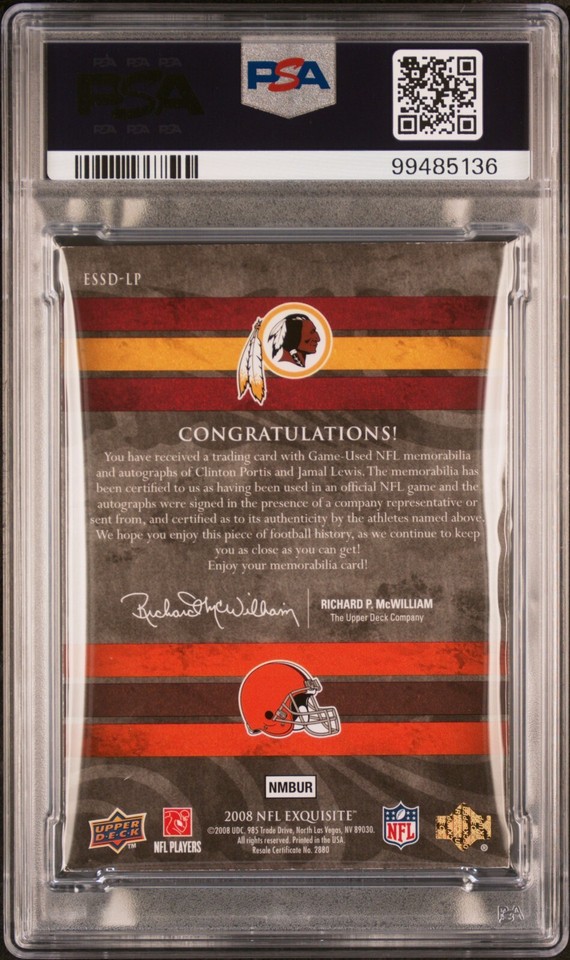 2008 Clinton Portis Jamal Lewis Exquisite Dual Patch Auto PSA 6 ...