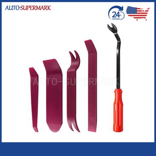 5 Auto Trim Removal Tool Kit Car Panel Door Window Fastener Remover Pry ...