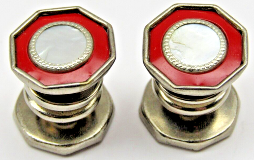 Snap Cufflinks Red Celluloid Double Sided Silver MOP Men Formal Wear | eBay