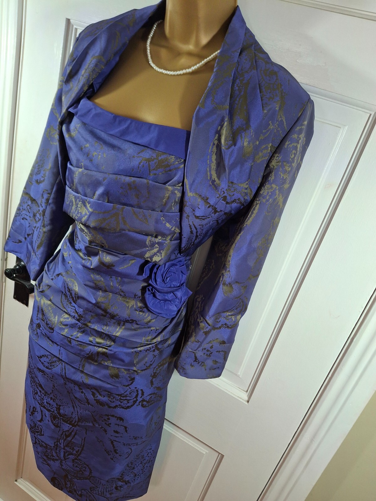 Presen De Luxe Gold & Purple Floral Mother Of Bride Outfit, UK 16 18 ...