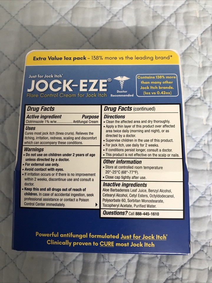 JOCK-EZE Flare Control Cream for Jock Itch Antifungal Cream 1 oz | Exp ...
