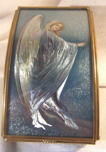 Guardian Angel Mirrored Trinket Treasure Box Hand Crafted Brass & Glass ...