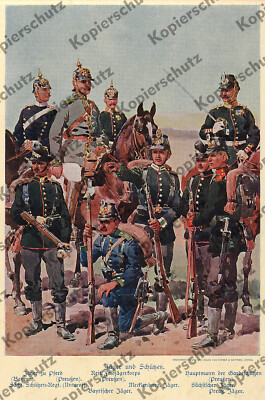 C. Becker Kaiserliche Armee Jäger Schützen Bayern Sachsen Preußen ...