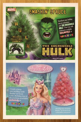 2003 Incredible Hulk Christmas Tree/Ornament/Barbie Swan Lake Print Ad ...