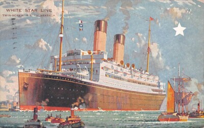 SS ALBERTIC IN HARBOR ~ WHITE STAR SHIP LINE, ARTIST IMAGE ~ used 1932 ...