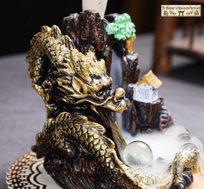Big Backflow Incense Cones Burner Holder Village Mountain & Free Cones ...