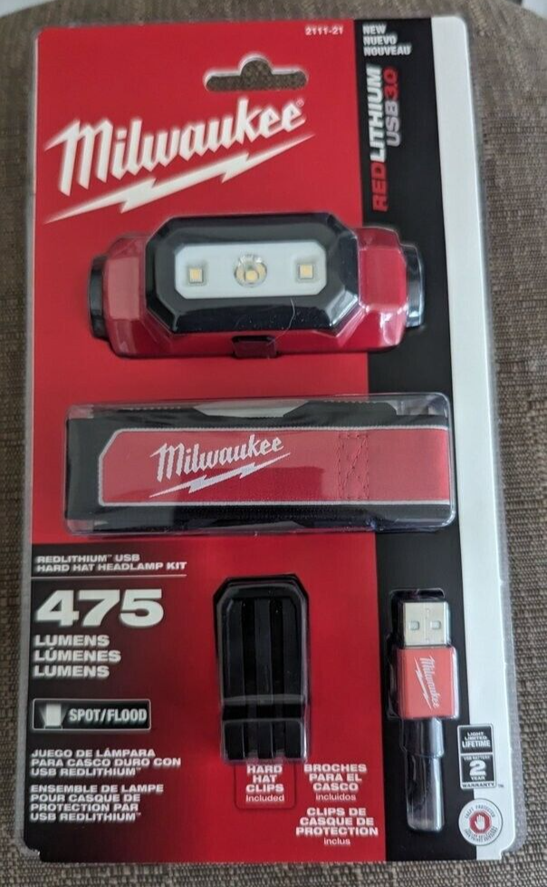 Milwaukee REDLITHIUM 2111-21 LED Rechargeable Hard Hat Headlamp - Red ...