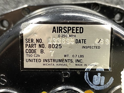 8025 United Instruments Airspeed Indicator (Code: B.7) | eBay